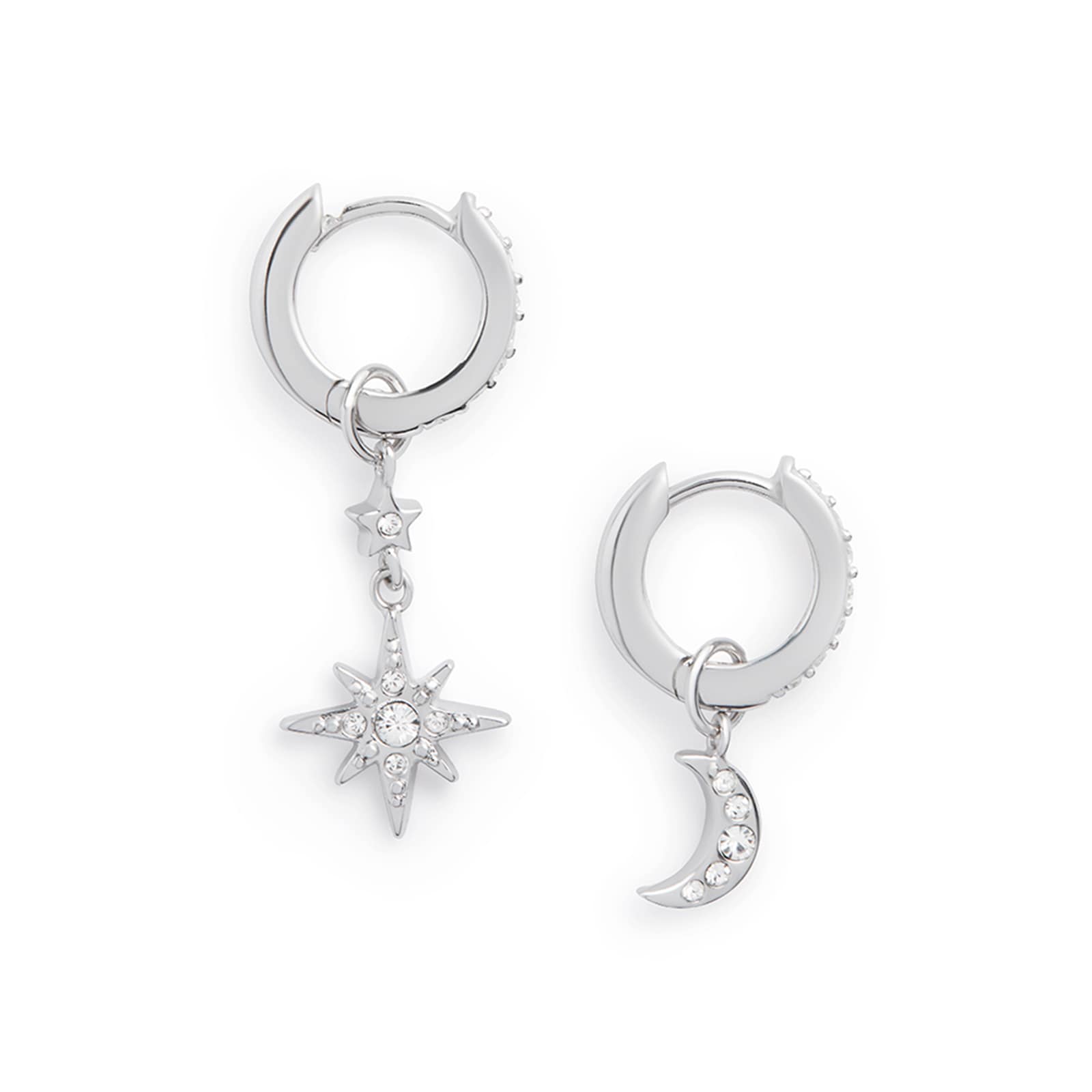 Olivia Burton Sterling Silver Celestial Silver Moon & Star Huggie Hoops OBJCLE38 | Goldsmiths