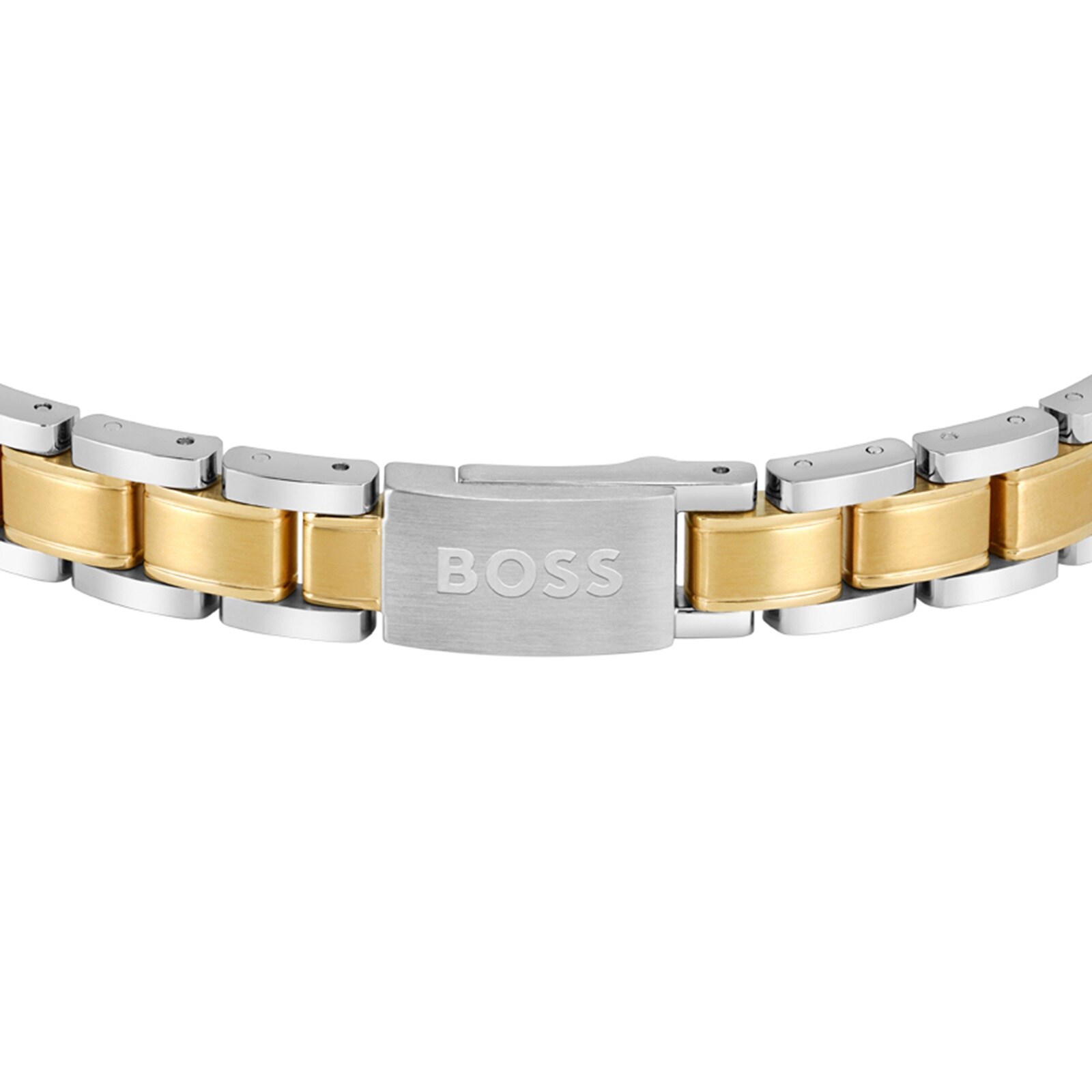 BOSS Gents BOSS Stainless Steel And Yellow Gold Coloured ID Bracelet ...
