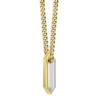 BOSS Mens Yellow Gold Plated Two Toned Chain Pendant 1580319 | Goldsmiths
