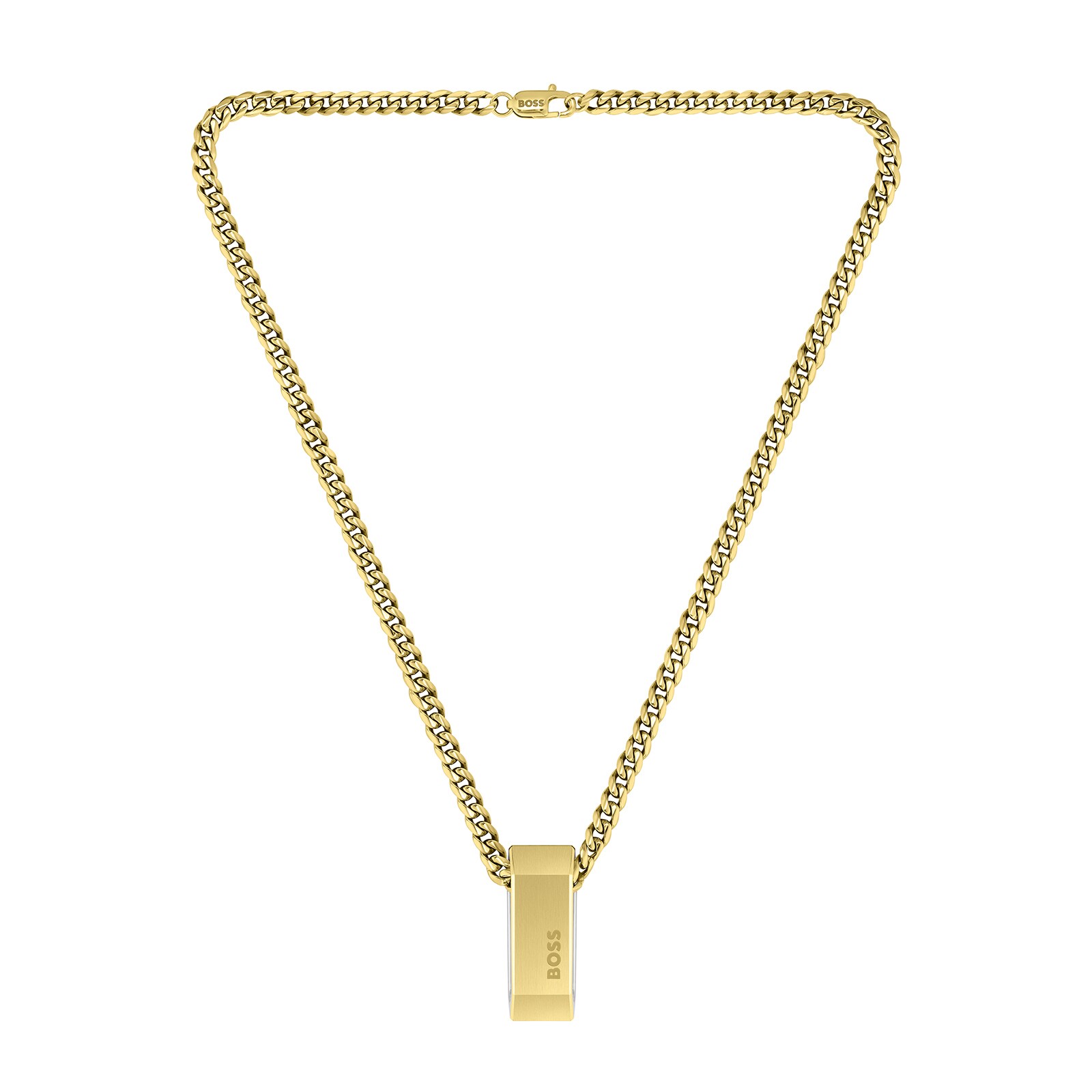BOSS Mens Yellow Gold Plated Two Toned Chain Pendant 1580319 | Goldsmiths