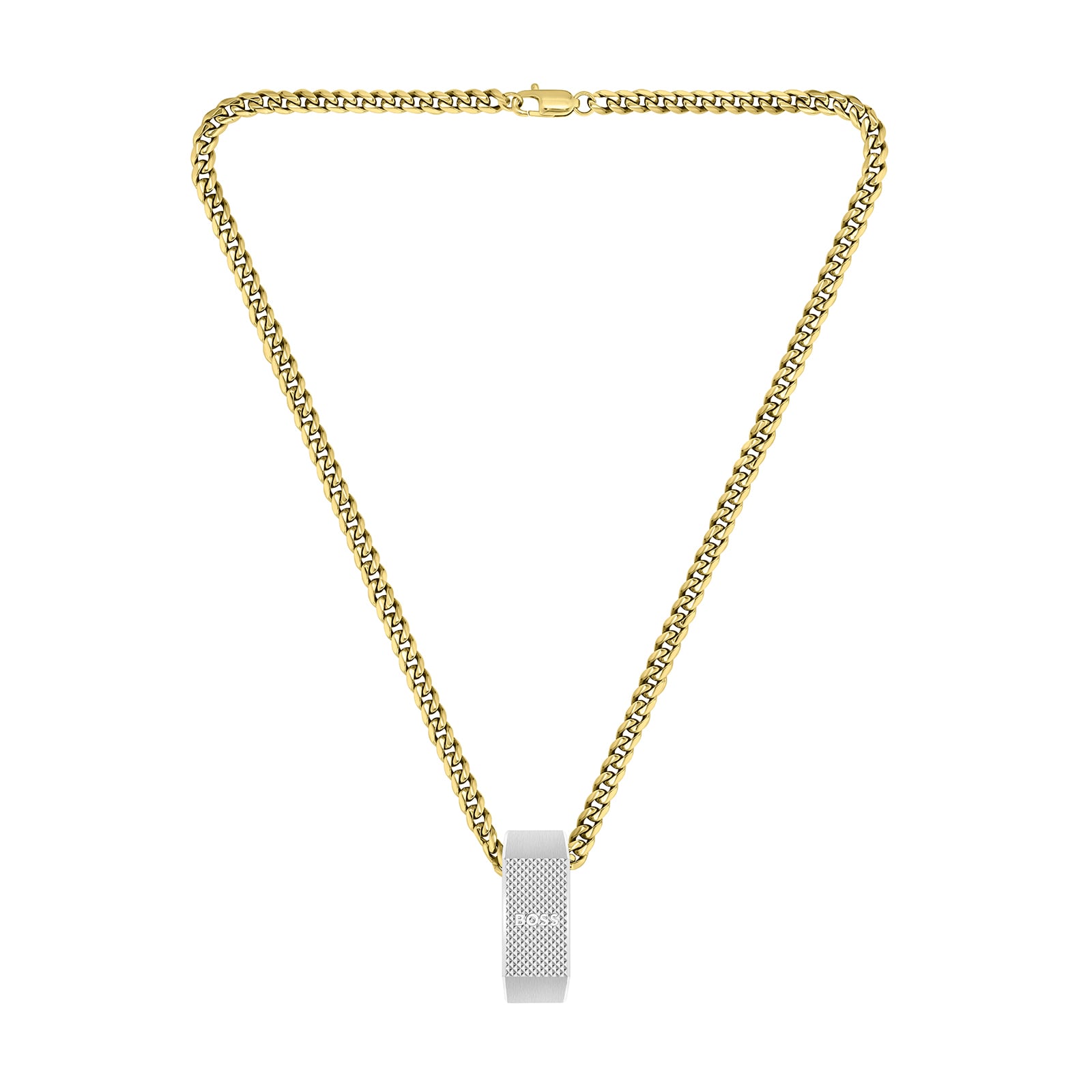 BOSS Mens Yellow Gold Plated Two Toned Chain Pendant 1580319 | Goldsmiths