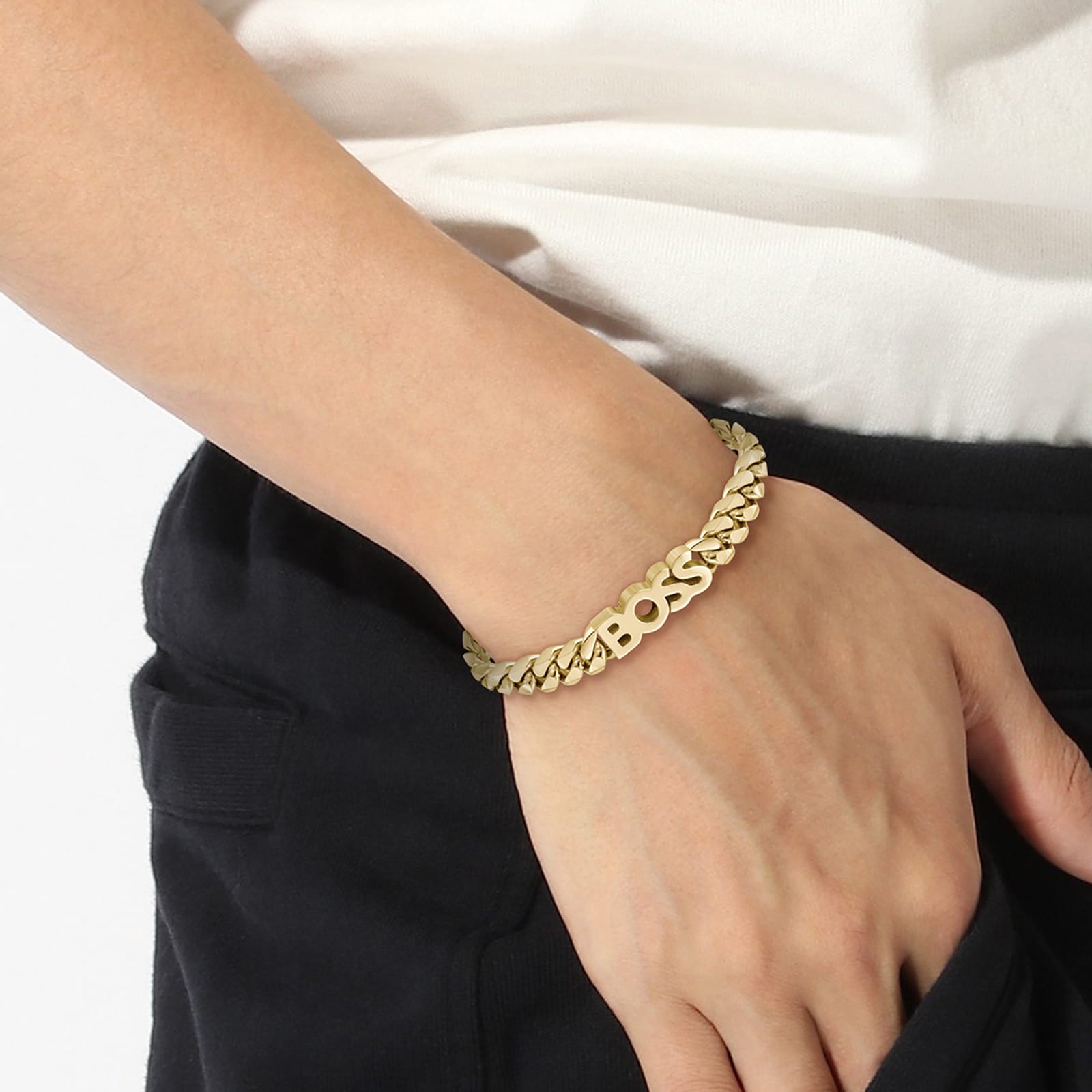 BOSS Gents BOSS Kassy Gold Coloured Chain Bracelet 1580505M | Goldsmiths